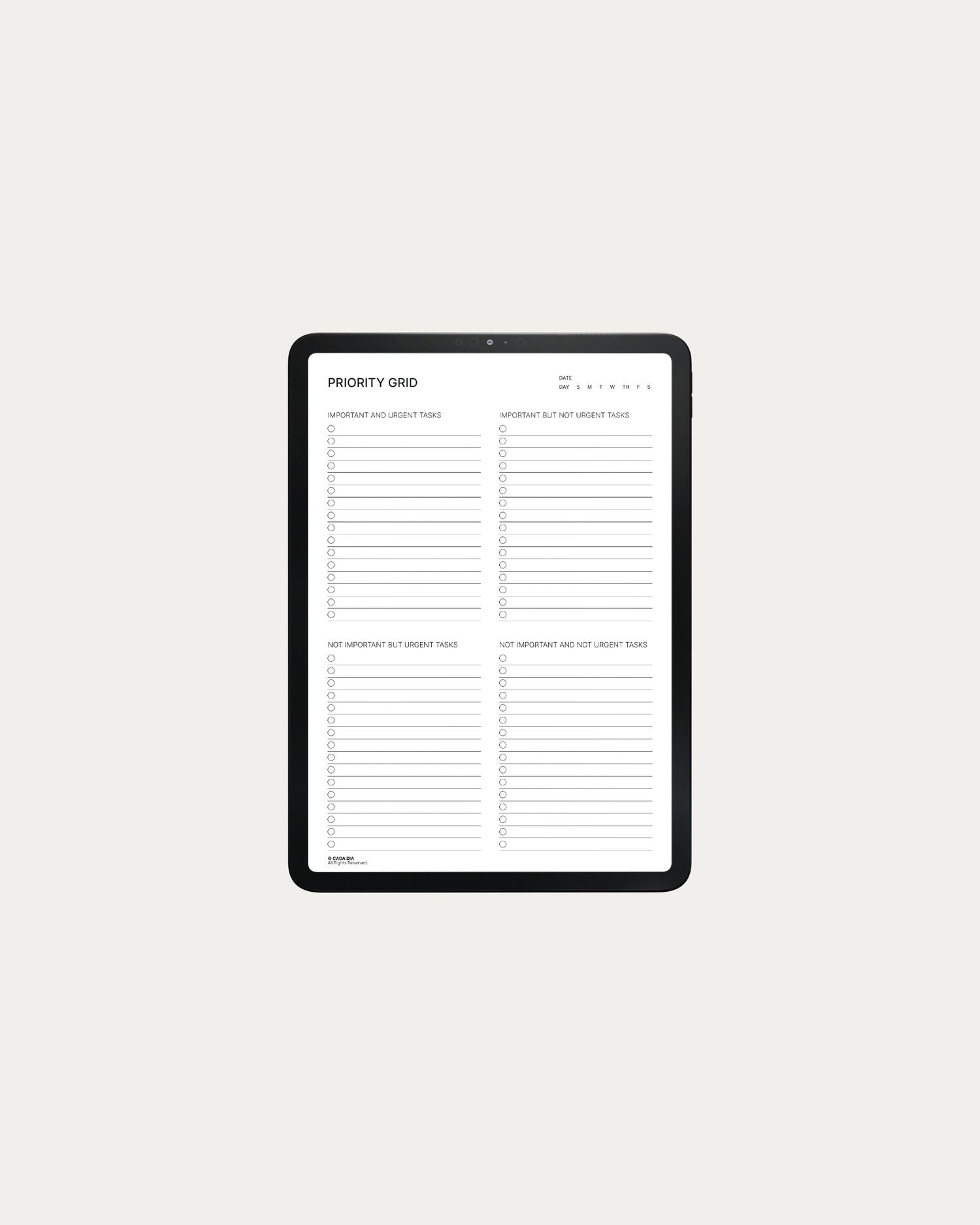 Priority Grid – Cada Dia Planners
